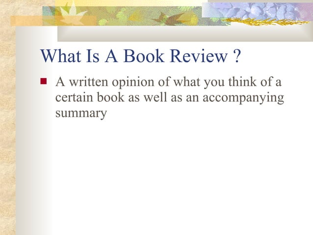Writing A Good Book Review | PPT