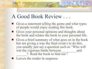 Writing A Good Book Review | PPT