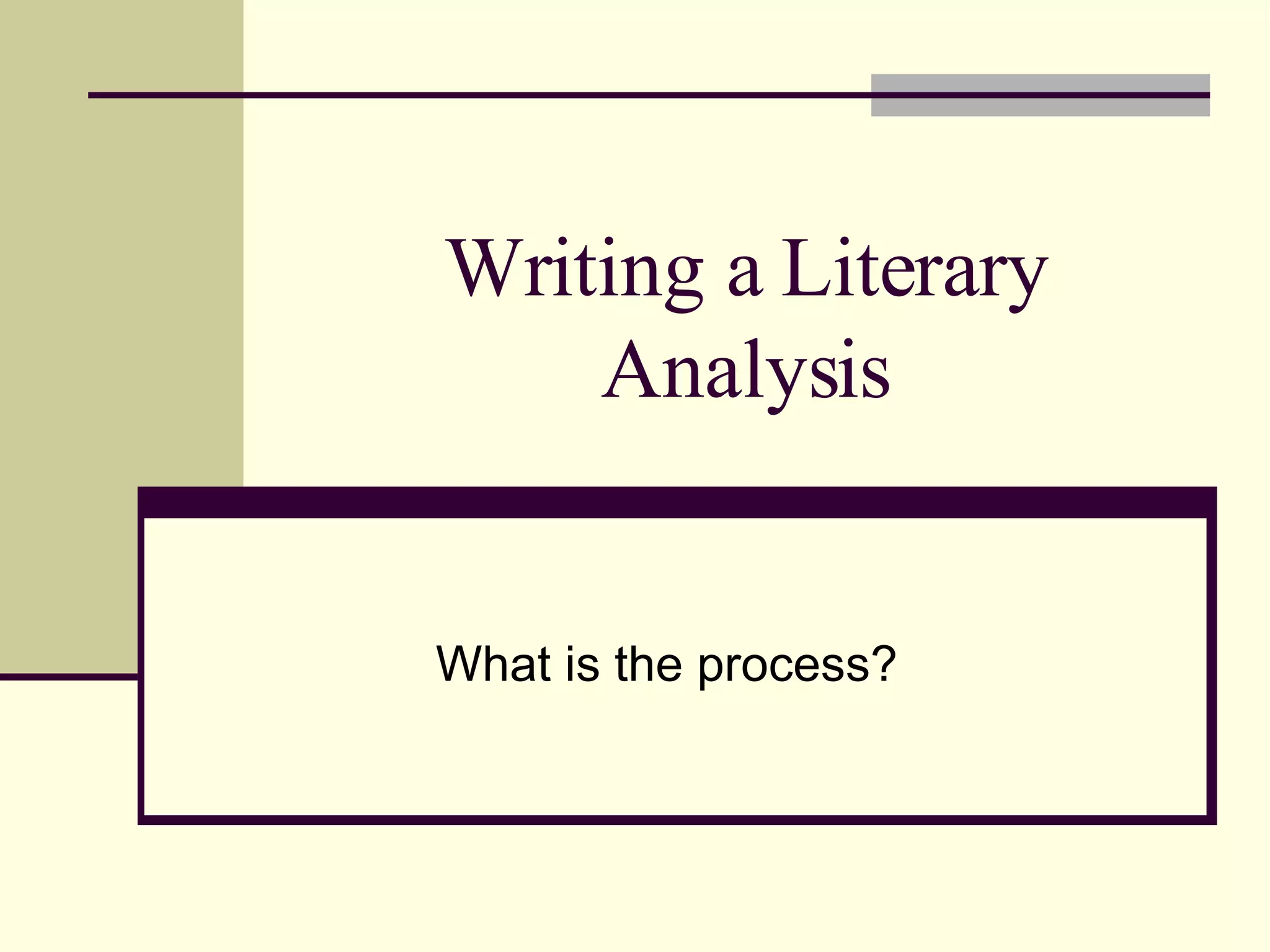 Writing A Literary Analysis | PPT