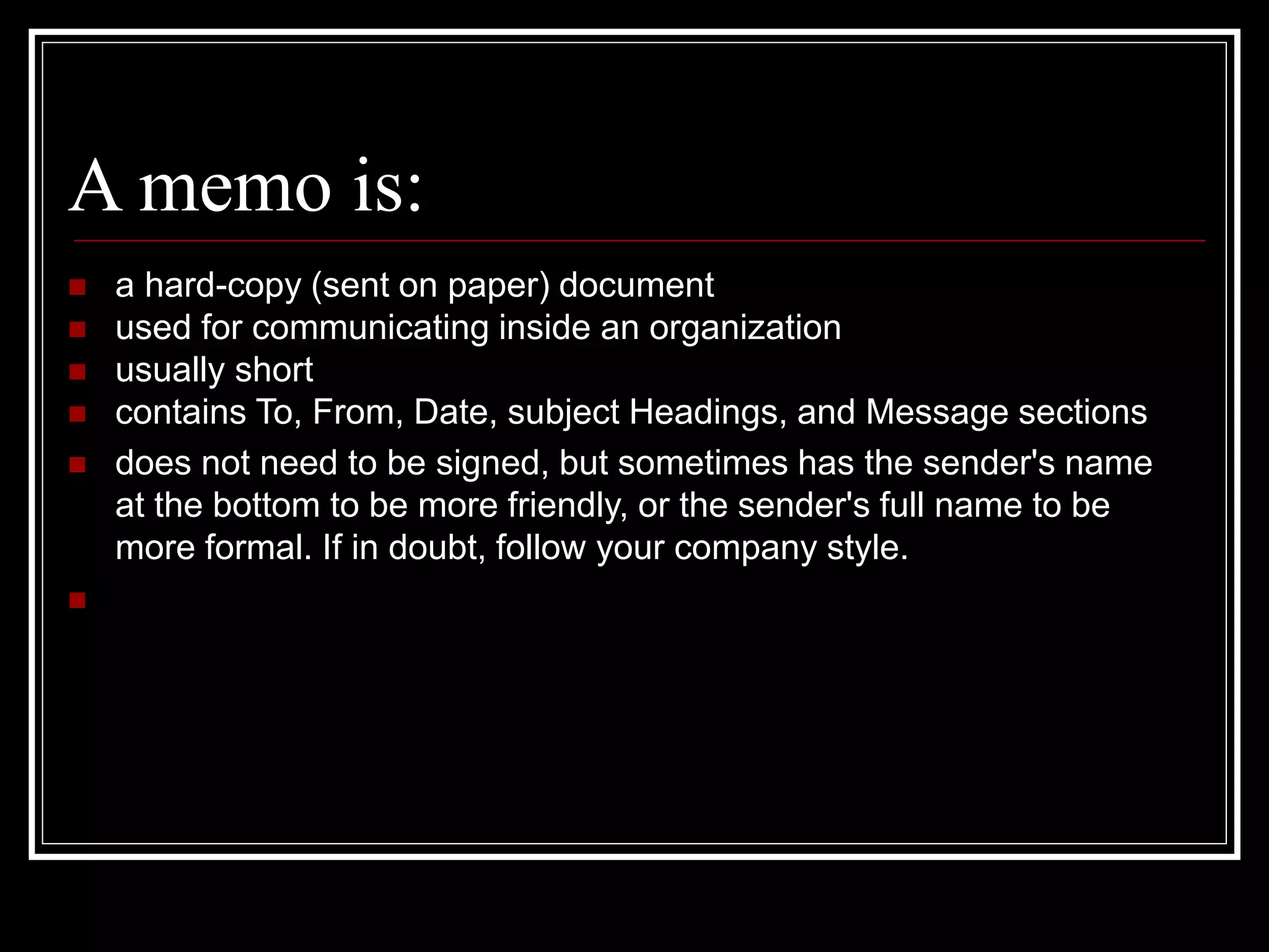 Writing a-memo in communication writing & skills | PPT