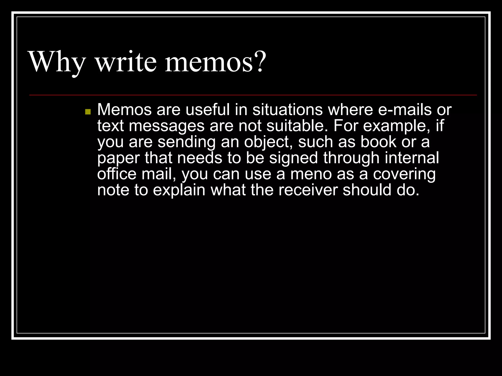 Writing a-memo in communication writing & skills | PPT