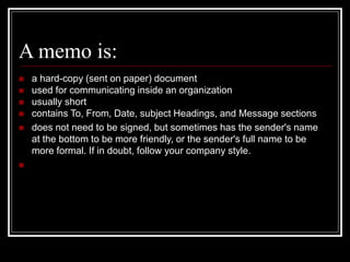 Writing a-memo in communication writing & skills | PPT