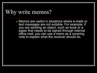 Writing a-memo in communication writing & skills | PPT
