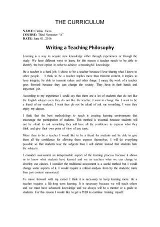 Teaching philosophy | DOCX