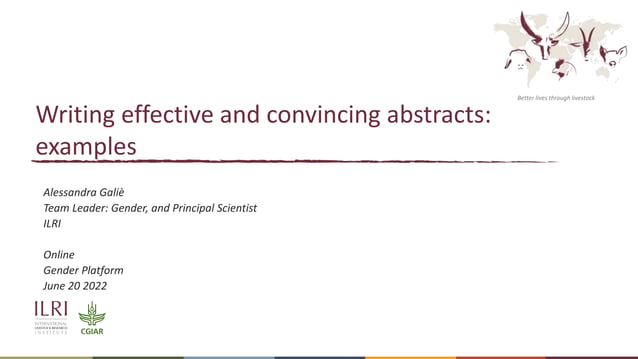 Writing effective and convincing abstracts: Examples | PPT