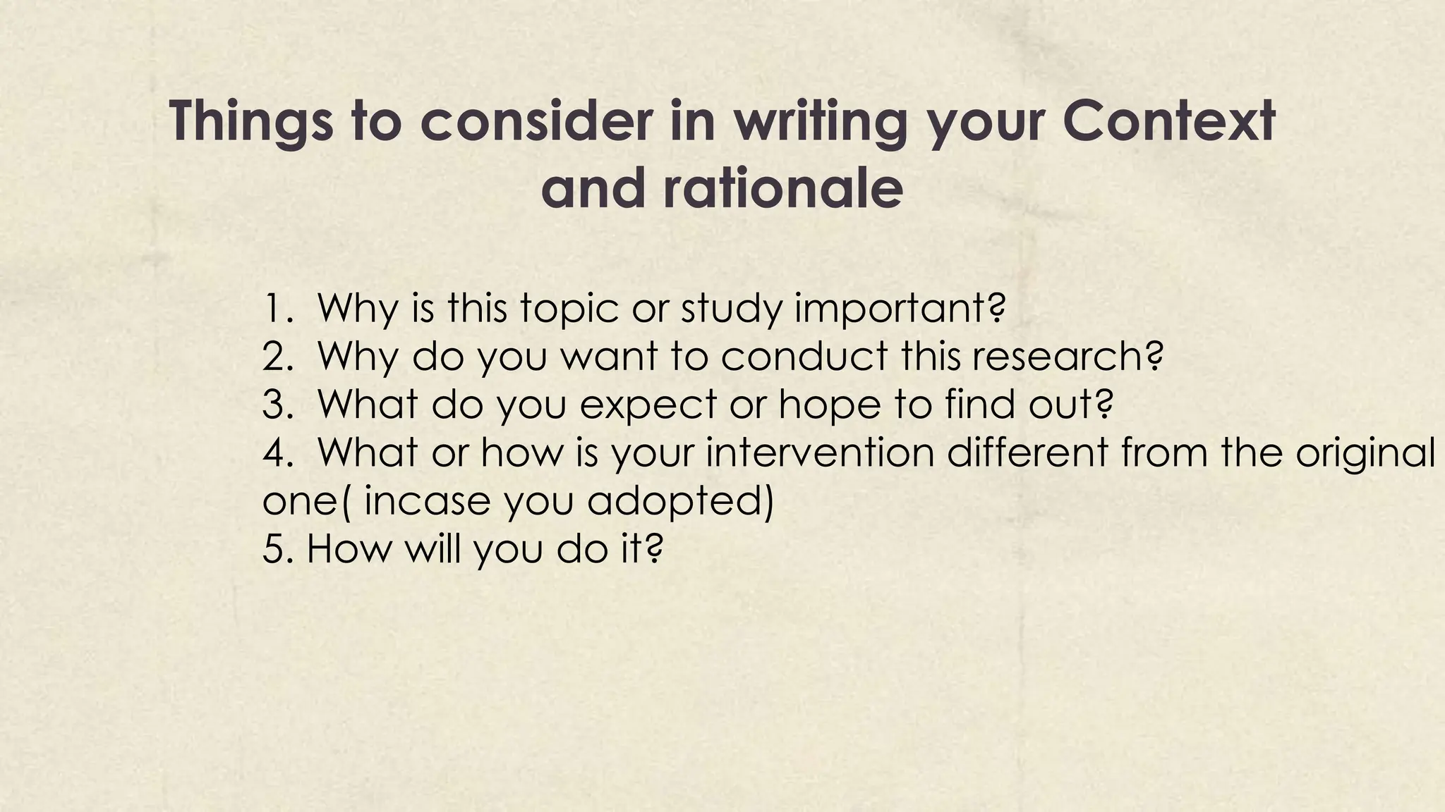 Writing Action Research (Context and Rationale) | PPTX