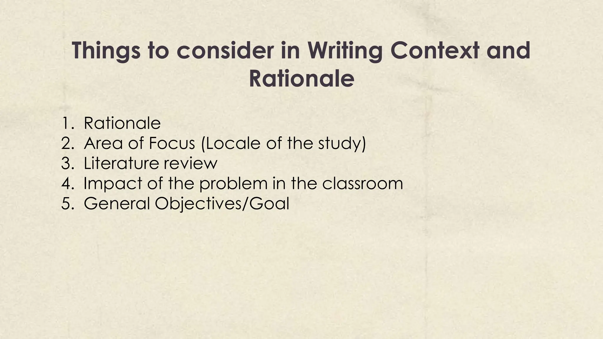 Writing Action Research (Context and Rationale) | PPTX