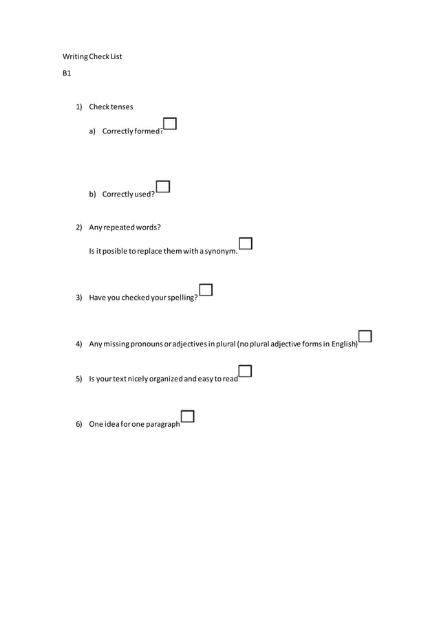 Writing checklist-b1 | PDF