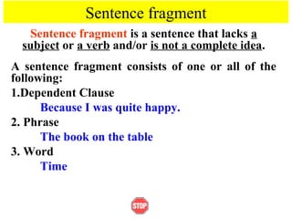Writing i-week-6.1-sentence-fragments | PPT