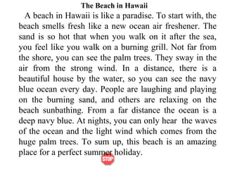 Descriptive Writing Examples Beach