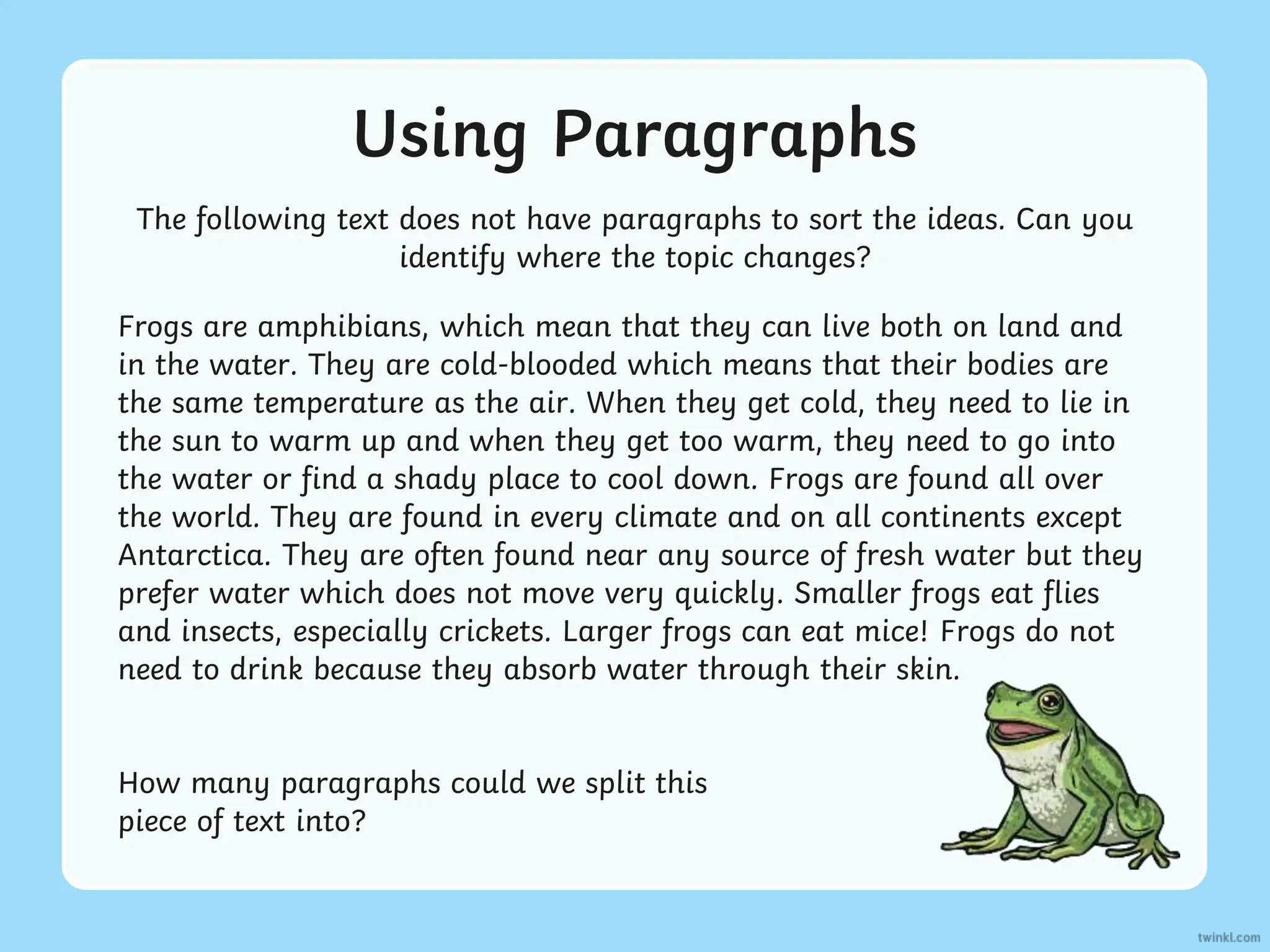 writing-in-paragraphs warm-up activity for students | PPTX