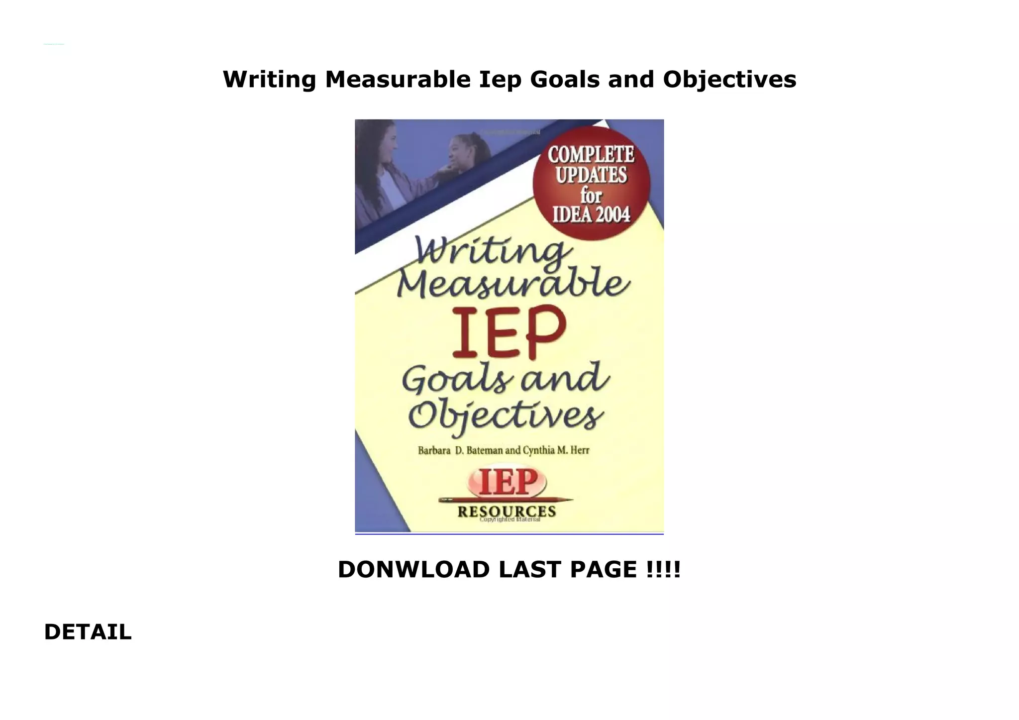 Writing Measurable Iep Goals and Objectives | PDF