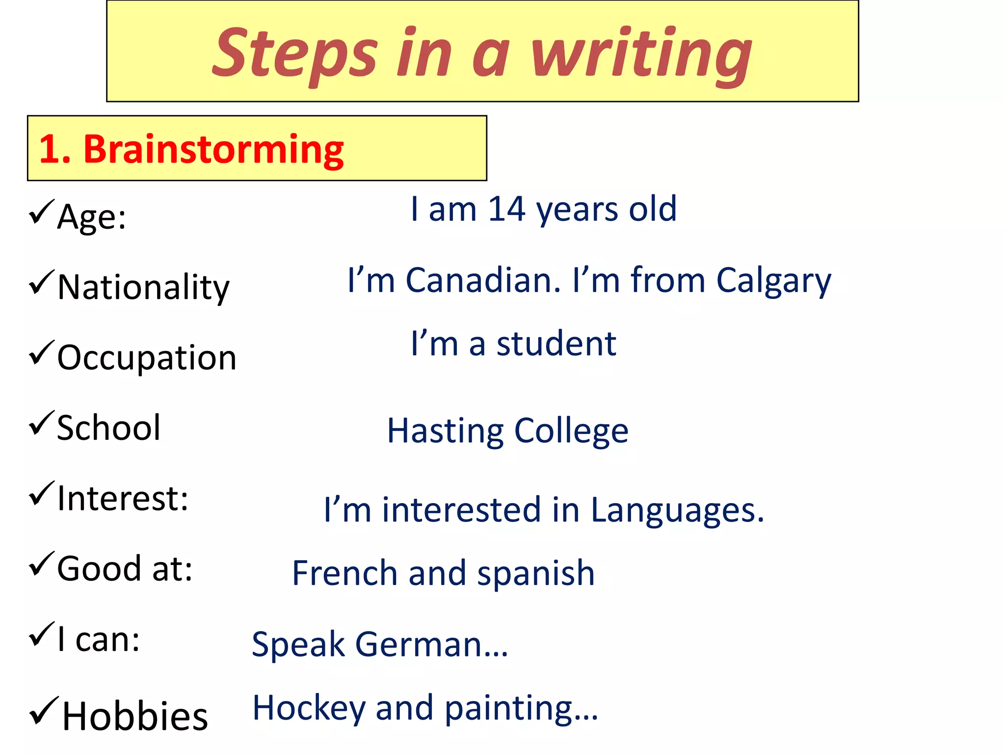 Writing my hobbies | PPT