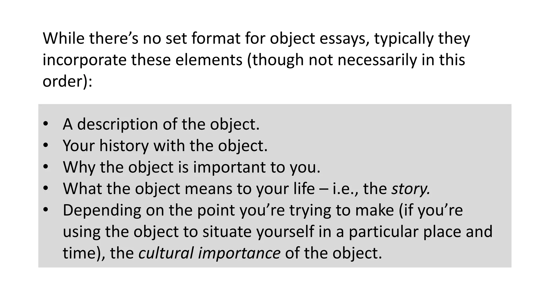 Writing Object Essays | PPTX