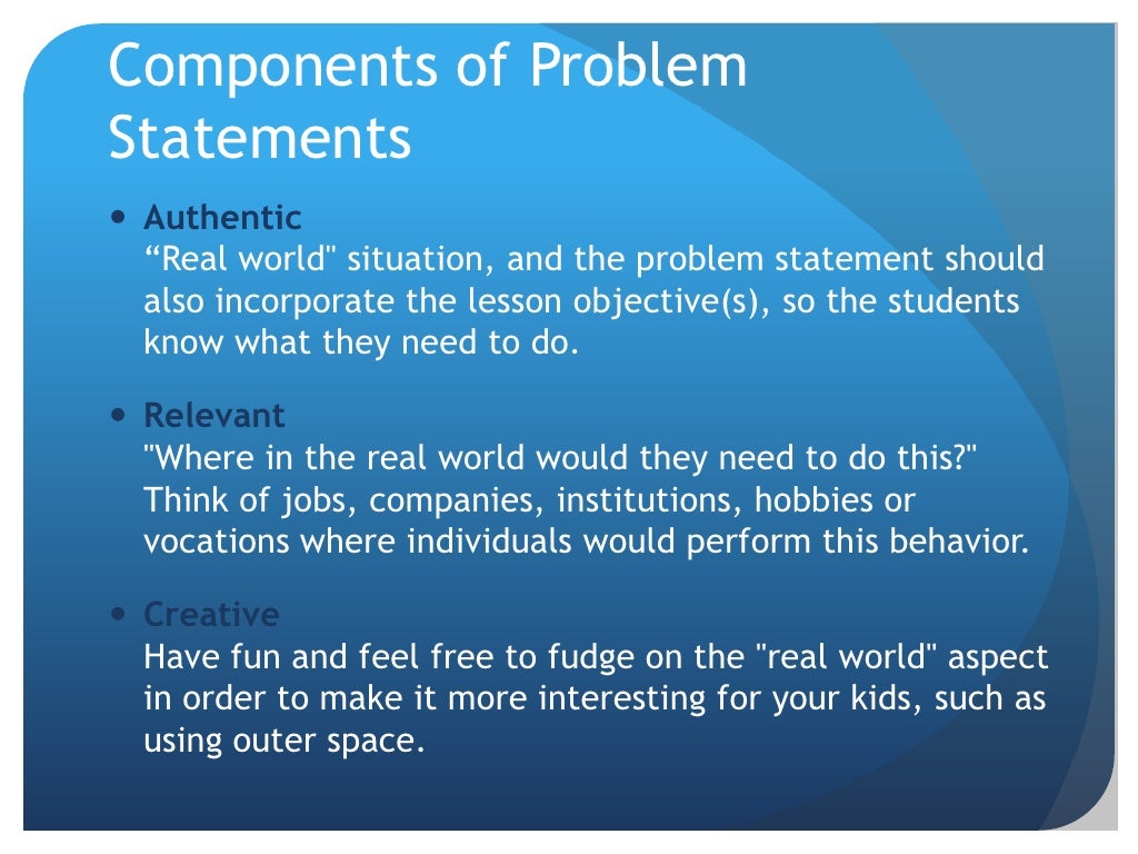 Writing Objectives & Problem Statements