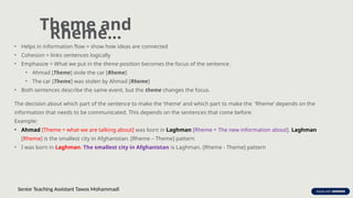 Mastering Paragraph Writing: Theme and Rheme in English Sentences | PPTX