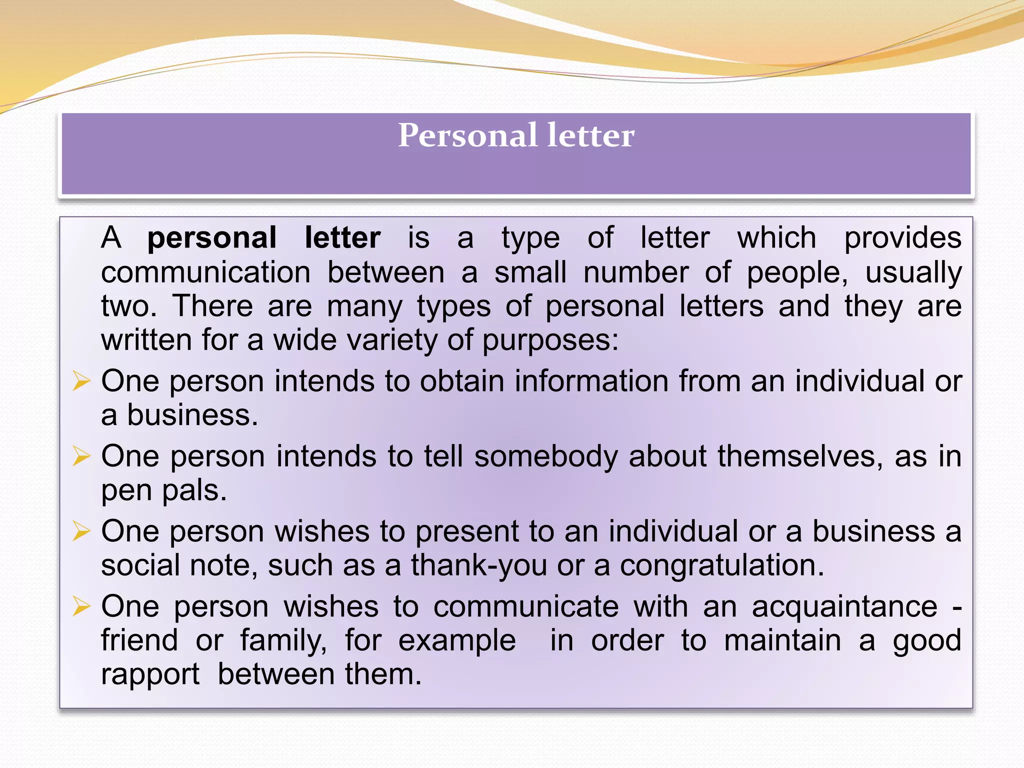 Writing personal letter | PPTX