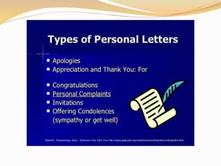 Writing personal letter | PPTX