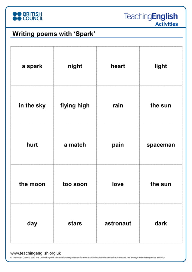Writing poems-with-spark-worksheet | PDF
