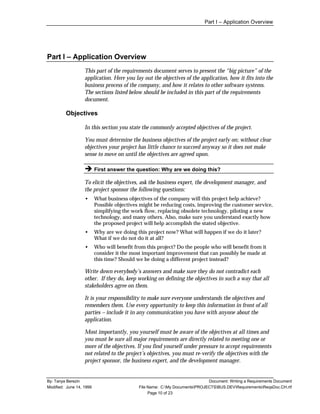 Writing Requirements Documents | PDF