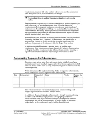 Writing Requirements Documents | PDF