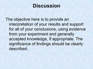Writing the 'Discussion and Analysis' | PPT