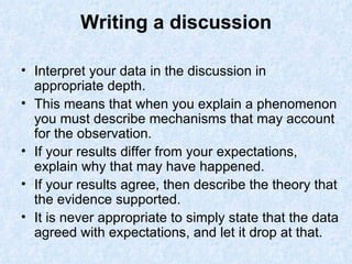 Writing the 'Discussion and Analysis' | PPT