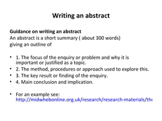 Writing the Report and Dissemination | PPT | Postgraduate Education ...