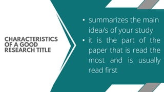 WRITING-THE-RESEARCH-TITLE.pptx | Education