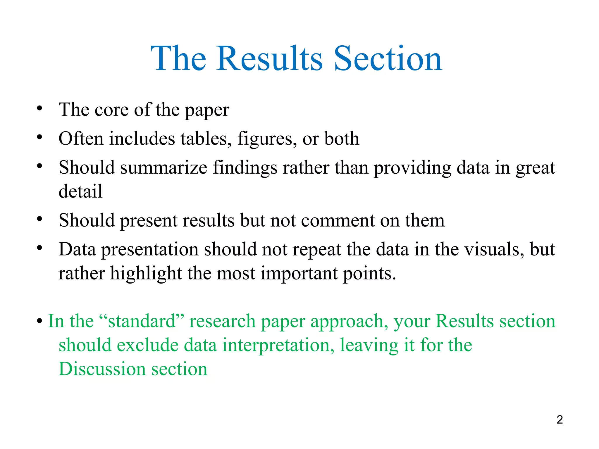 Writing the results section for scientific publication | PPT
