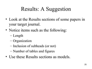 Writing the results section for scientific publication | PPT
