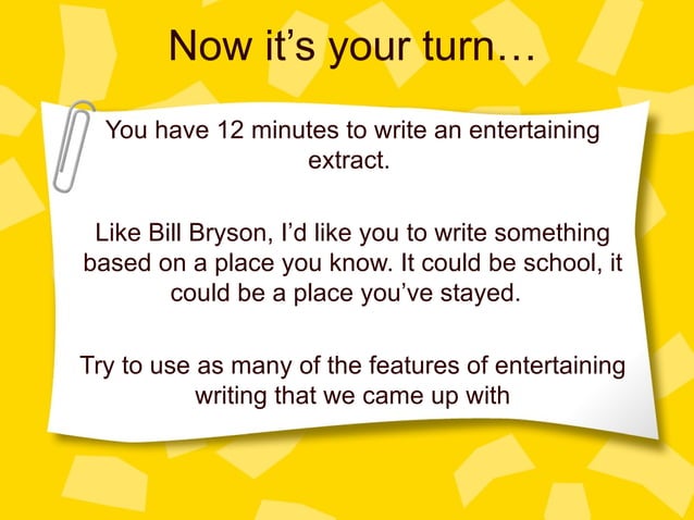 Writing To Entertain | PPT | Bars & Restaurants | Attractions