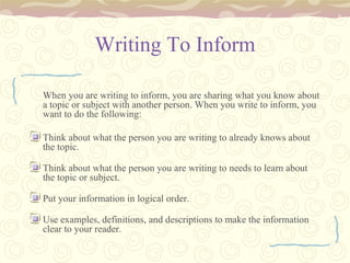 Writing To Learn | PPT