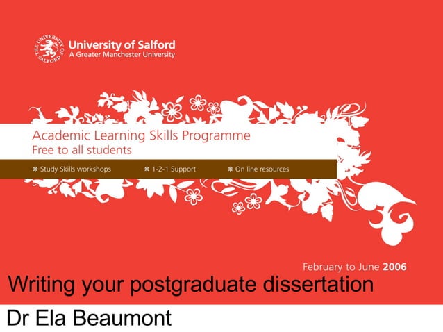 Writing your Postgraduate Dissertation | PPT | Postgraduate Education ...