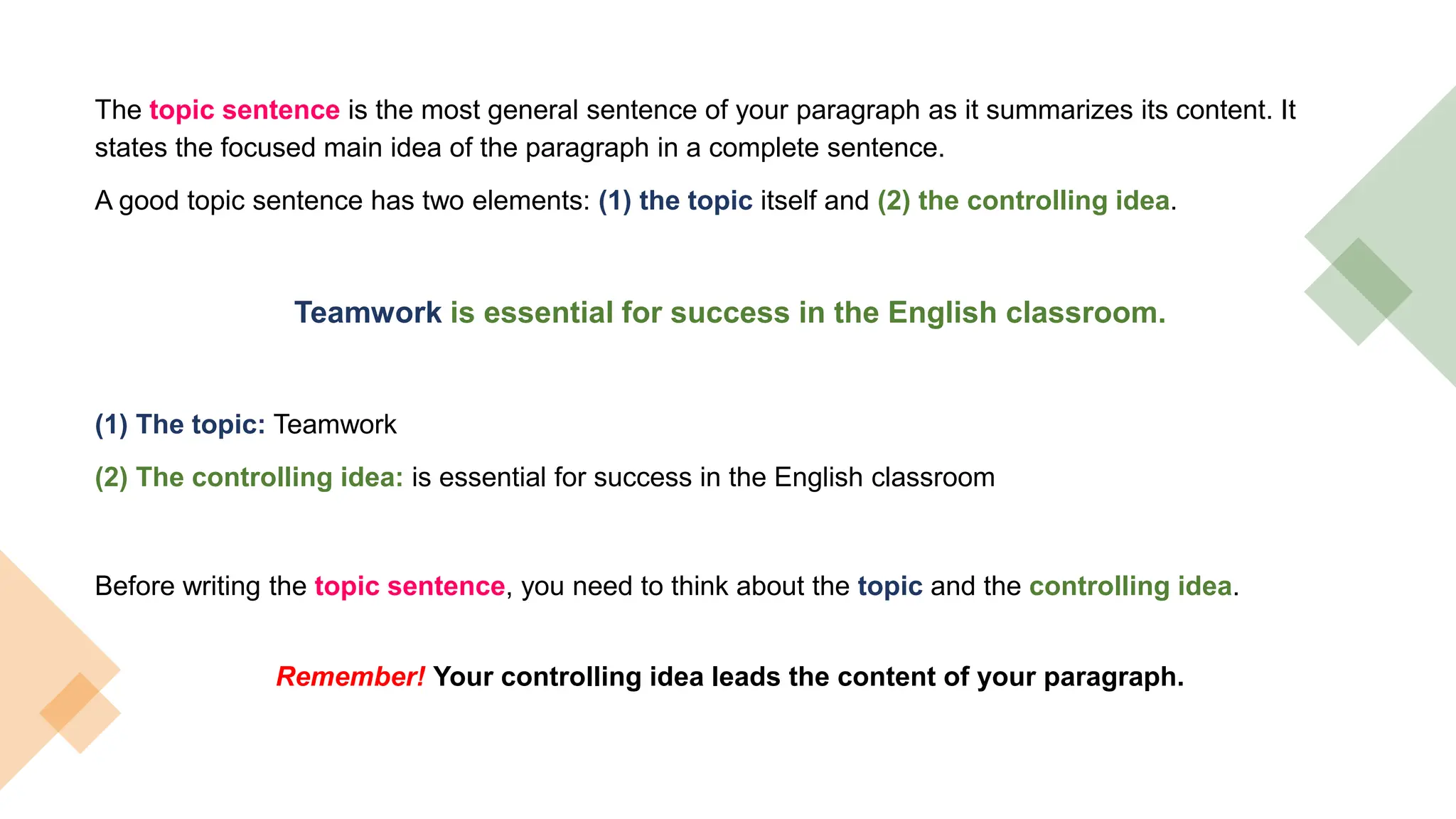 Writing2, Topic Sentence, Outline, Controlling Idea | PDF