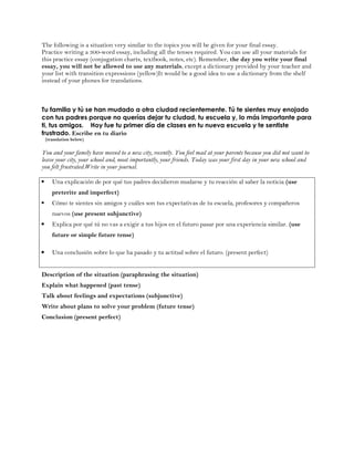 Writing Spanish language practice for students | DOCX