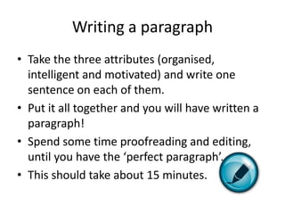 Writing 3 paragraphs | PPTX