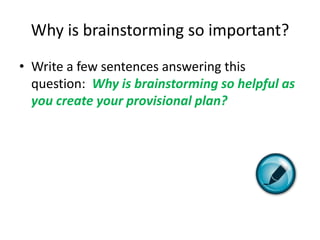 Writing 6 brainstorming and planning | PPTX