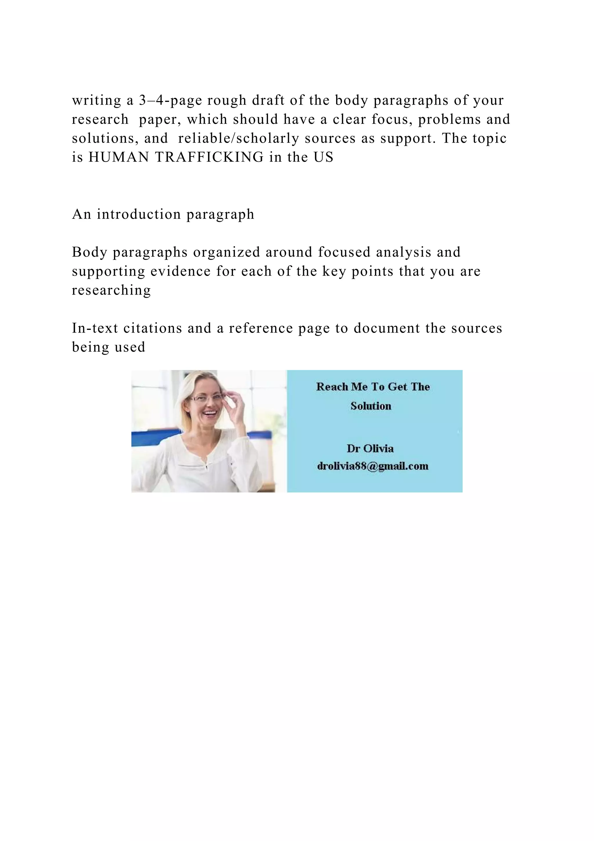 writing a 3–4-page rough draft of the body paragraphs of your resear | PDF