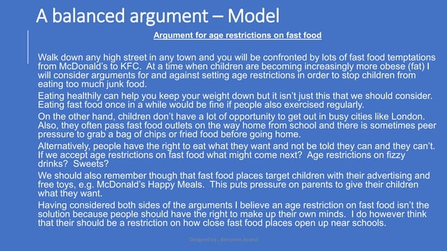 Ks2-Writing a balanced argument | PPTX