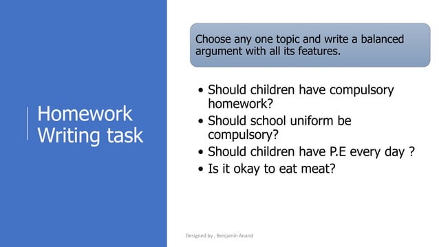 Ks2-Writing a balanced argument | PPTX