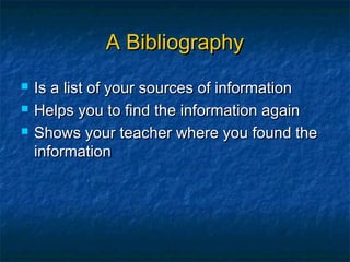 Writing a bibliography | PPT