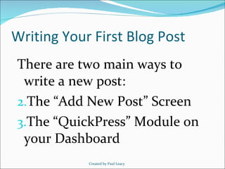 Writing a blog post (edublogs) | PPT