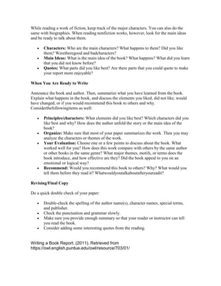 Writing a Book Report | DOCX
