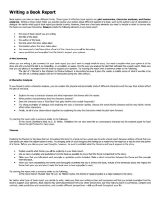Writing a book report | PDF