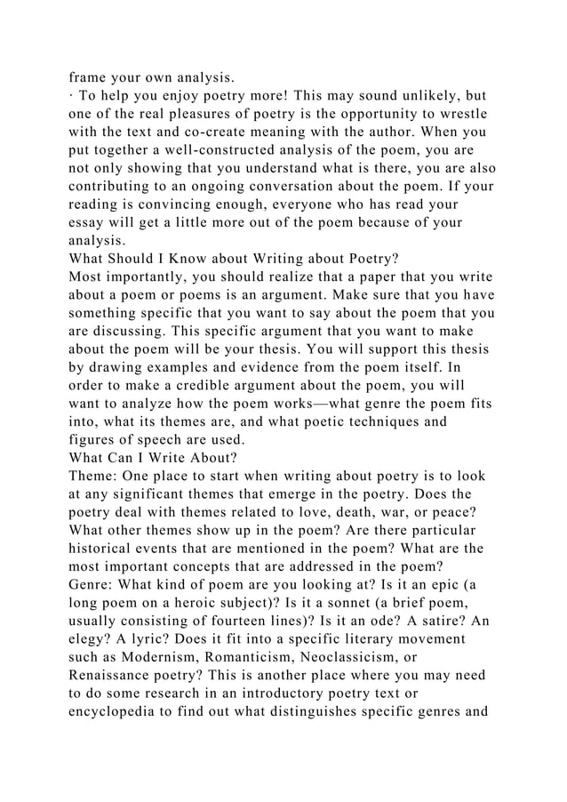 Writing About PoetryWriting about poetry can be one of the most .docx