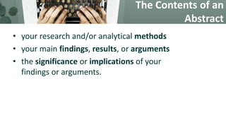 Writing an Abstract for your Research Paper | PPT