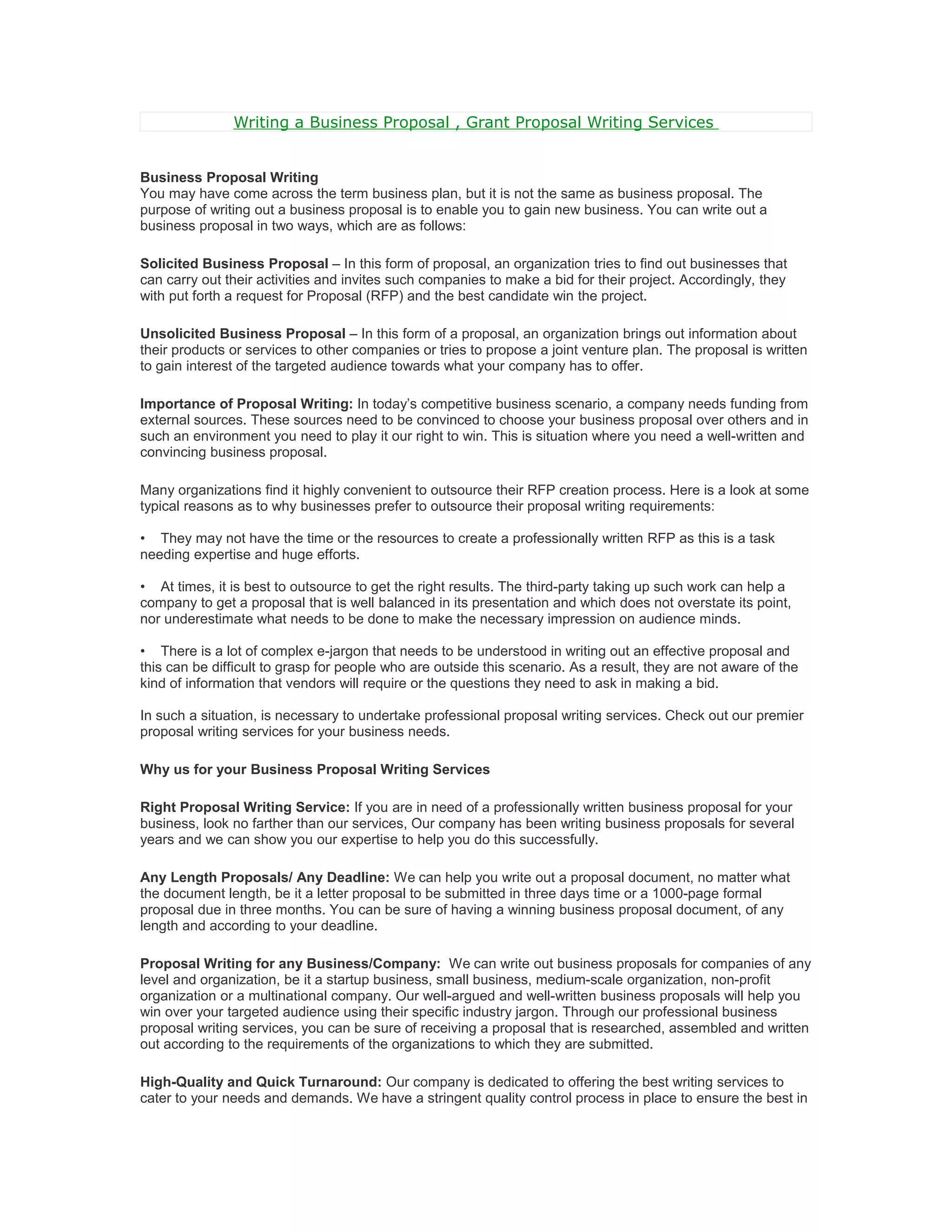 Writing A Business Proposal | DOC