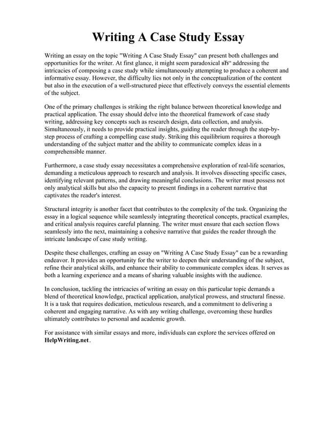 Writing A Case Study Essay. FREE 10 Sample Case Study Templates in PDF ...