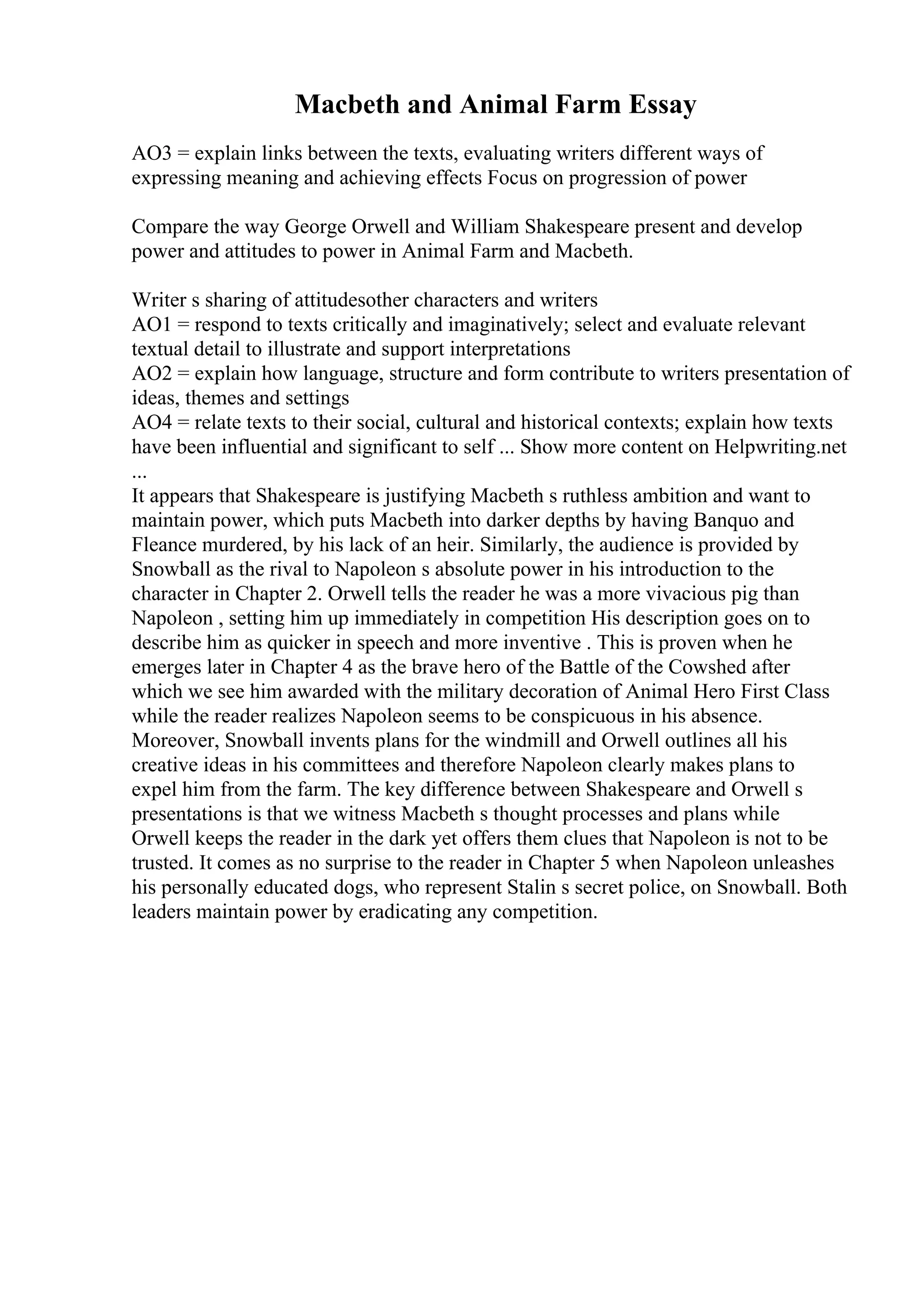 Writing A Character Analysis Essay | PDF